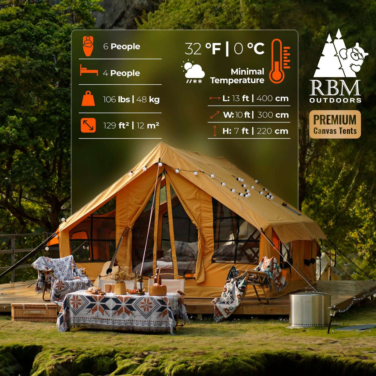 RBM Panda Large Air Tent | Inflatable Tent with Stove Jack
