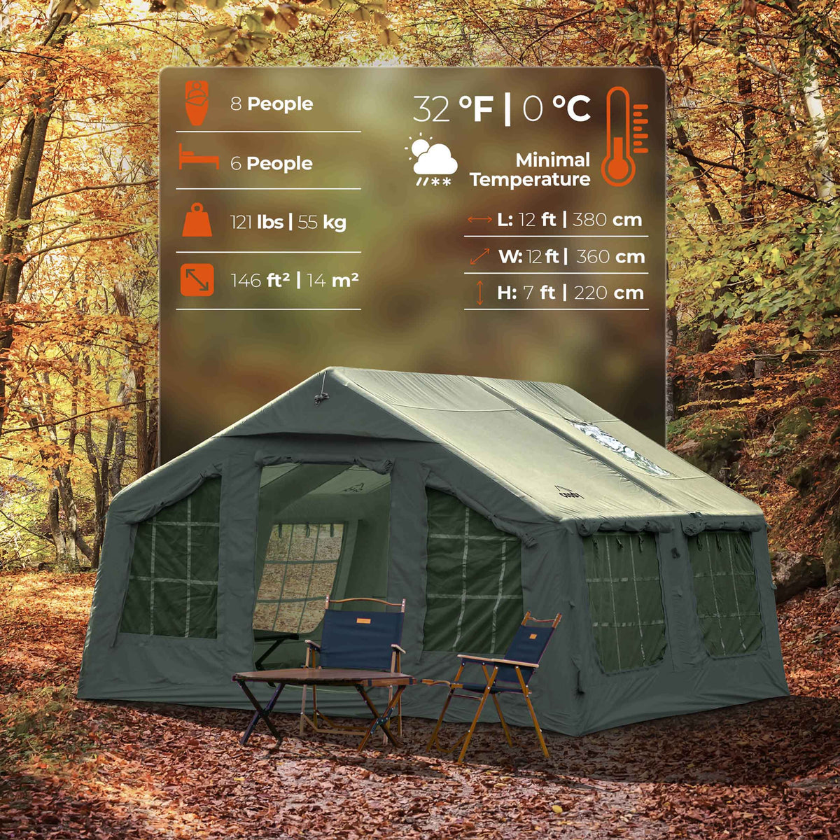 #️⃣ Coody RBM Koala 5 Forest Green Tent | Inflatable Tent