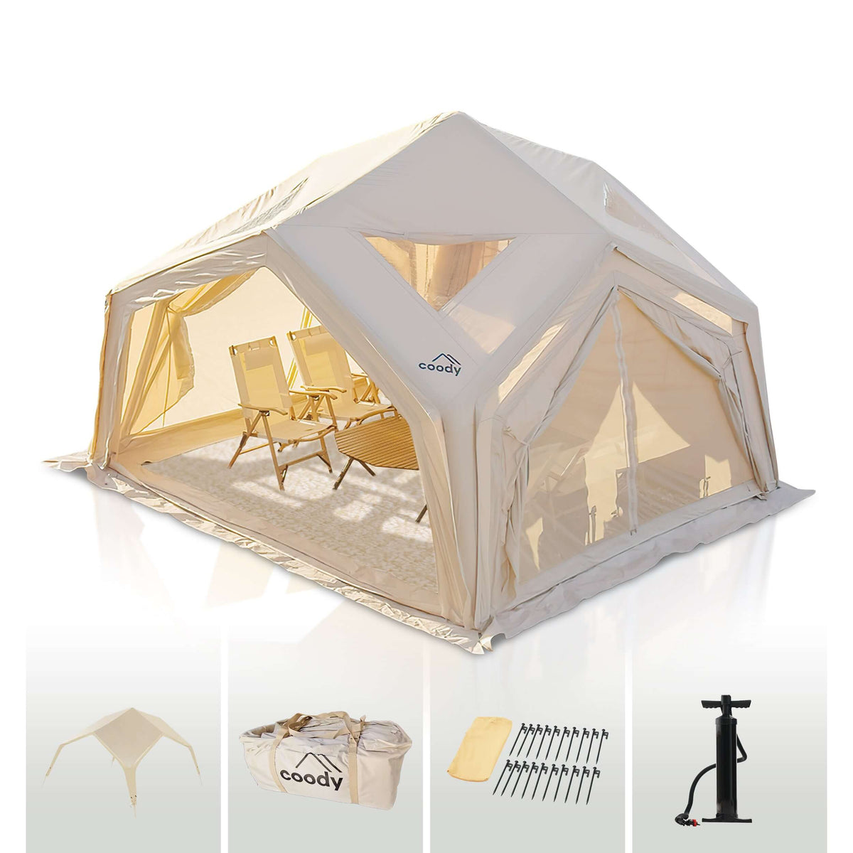 #️⃣ Coody RBM Koala Hub Beige | Inflatable Modular Tent with Stove Jack