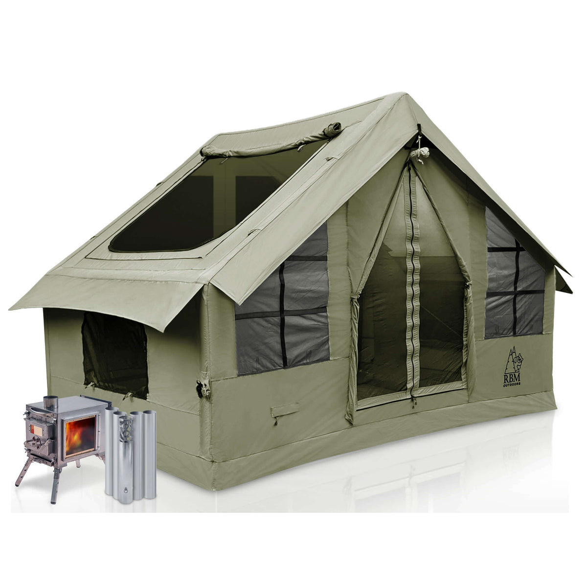 RBM Panda Medium Forest Green + Stove Caminus S - Inflatable Tents for